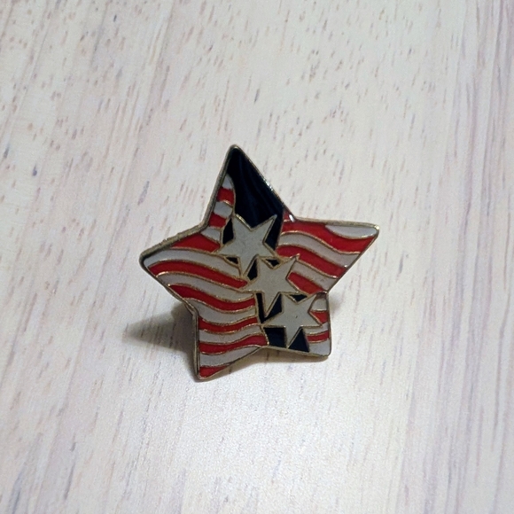 Jewelry | Starshaped Enamel Flag Pin Red White Blue | Poshmark